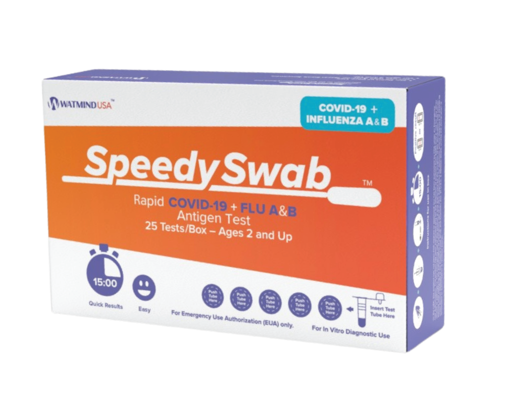 POC SpeedySwab™ Rapid COVID-19 + FLU A&B Antigen Test (25 Test Kits/Bo ...